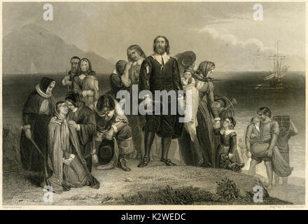 Illustration from The Landing of the Pilgrim Fathers a Victorian ...