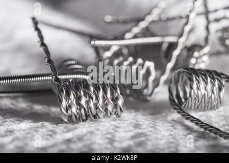 Alien Clapton coils example for vaping with electronic cigarette, e cig, ecigarette Stock Photo ...