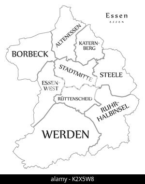 Essen city map Germany DE labelled black illustration Stock Vector ...