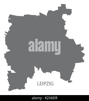Leipzig city administrative map isolated on white background, Germany ...