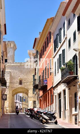 Street of the old town. Mahon, Menorca island, Balearic Islands, Spain ...