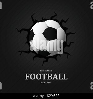 Football soccer ball breaking the wall. Vector sporting template on ...