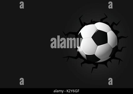 Football soccer ball breaking the wall. Vector sporting template on ...