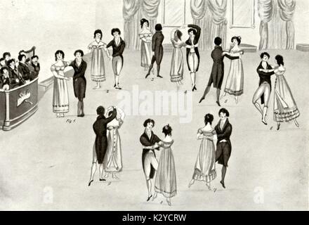 Waltzing couples in early 19th century. Taken from the reference plate ...