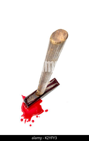 Bloody hammer isolated on white background Stock Photo - Alamy