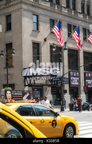MSG Networks madison square garden network logo on a marquee in Midtown ...