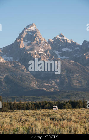 Grand Teton with RV Stock Photo - Alamy