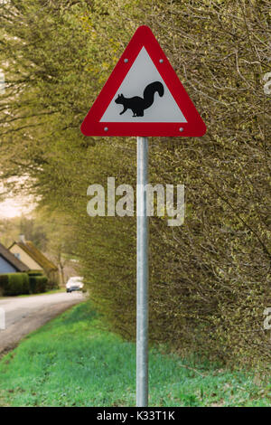 Squirrel warning sign on the island of Langeland, Denmark, Europe Stock ...