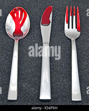dinner cutlery fork with blood Stock Photo - Alamy