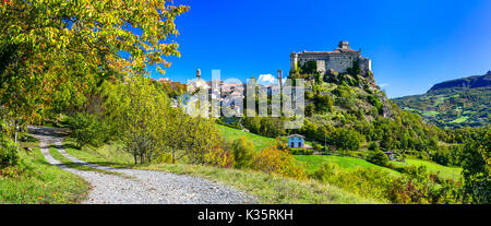 Bardi, near Parma, Italy. The Castle, home of the Landi family, who ...