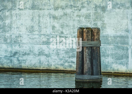 The piling on a river next to a Wisconsin bridge Stock Photo - Alamy