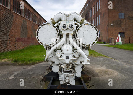 Old ship diesel engine. Army Research Center. During the World War II ...