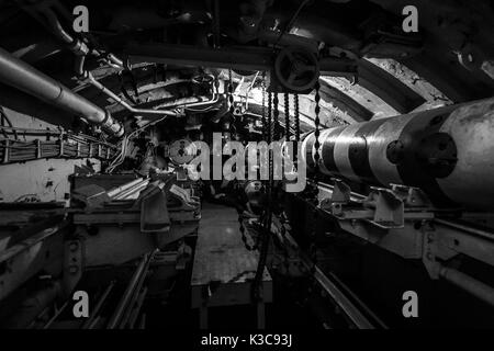 Interior of the Soviet Juliett-class submarine K-24 (U461). Peenemuende ...