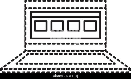 dotted shape laptop with business virtual document information Stock ...