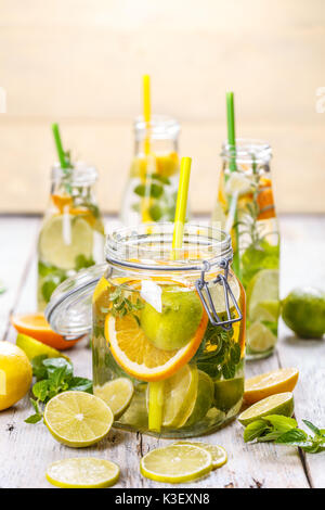 Fresh made Juice (lemon) on an old and rustic wooden table (selective ...