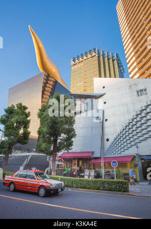Japan Tokyo - Asakusa district. Asahi Beer Building, along the Sumida ...