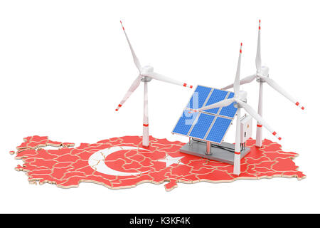 Turkey renewable energy, wind and solar energy concept with wind ...