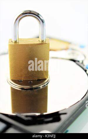 An concept image of a hard drive with a lock Stock Photo - Alamy