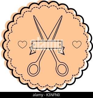 seal stamp with scissors icon over white background vector illustration ...
