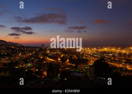 Haifa city, night view aerial panoramic landscape photo Stock Photo - Alamy
