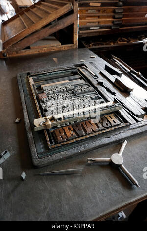 Letterpress printing; type cases Stock Photo - Alamy