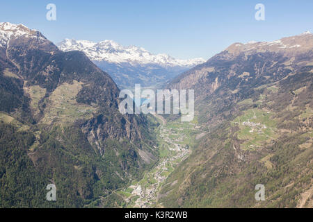 Poschiavo valley, Switzerland, Aerial view of the valley from the ...
