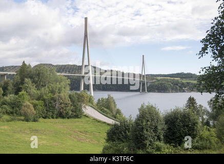 Skarnsund Bridge, concrete cable-stayed bridge in Norway Stock Photo ...