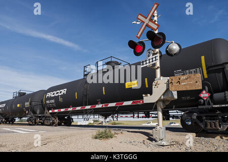 Procor rail tank cars. Railway shipping cars captured in Southwestern ...