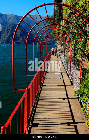 Varenna Walk of Lovers in Lake Como. Italian traditional lake village ...