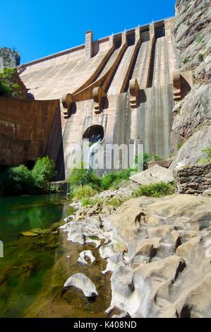 Hydroelectric dam with blue sky, Huesca Province, Aragon, Spain Stock ...