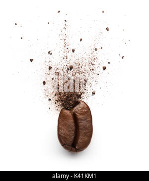 Coffee powder burst on white background Stock Photo - Alamy