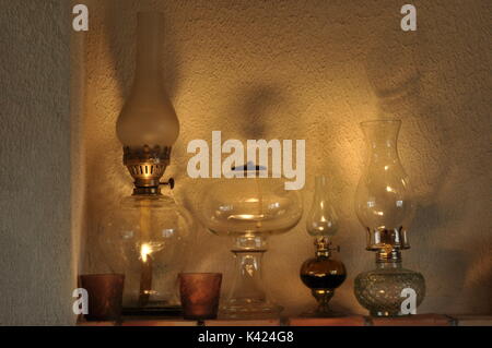 Oil lamps. Ornament on the mantelpiece. Light source. The Middle Ages ...