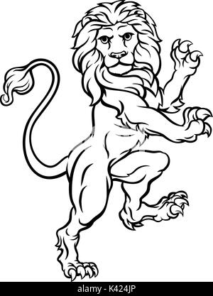 Heraldic emblem with rampant lions. Shield with armorial animals. Brand ...