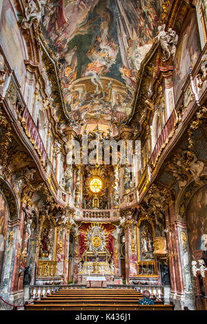 Interior view of the Asam church, Asamkirche, St. Johann Nepomuk was ...