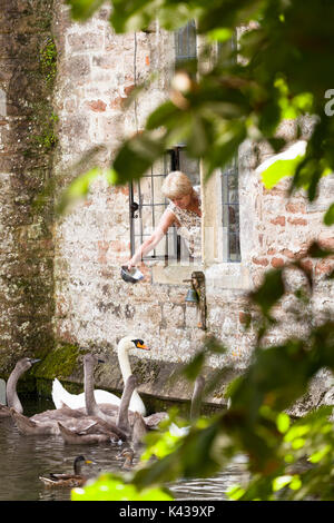 medieval Gate House and moat of the Bishops Palace, Wells, England ...