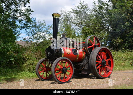 Detail of a Marshall steam traction engine EYNSHAM HALL showing name ...