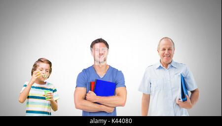 Digital composite of men of age generations growing up with education ...