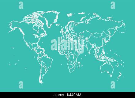 world map with countries borders and country names stock Stock Vector ...