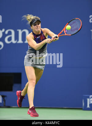 Madison Keys returns to Elina Svitolina, of Ukraine, during round four ...