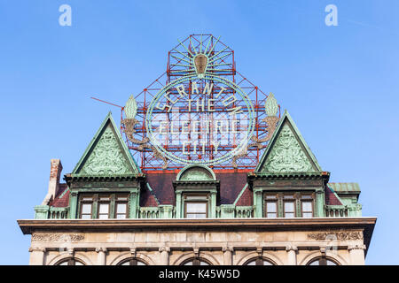 USA, Pennsylvania, Scranton, Scranton Electric City Building, sign ...