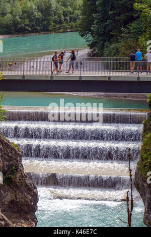 Lechfall and gorge Füssen, Bavaria, Germany. Bust of King Maximilian II ...