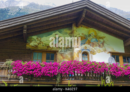 Traditional painted buildings, Vils, Tyrol, Austria Stock Photo - Alamy