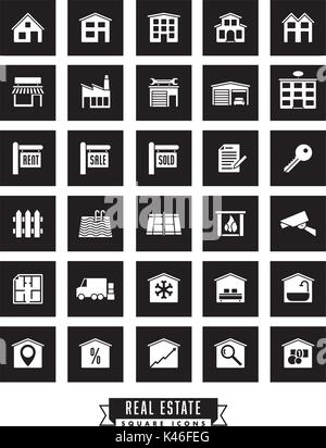 Real Estate Icons Black & White Set Big Stock Vector Image & Art - Alamy
