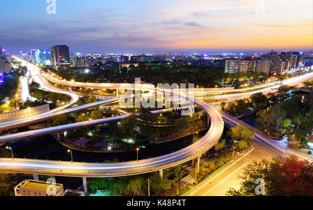 The Dongzhimen North Overpass at night in Beijing,China Stock Photo - Alamy