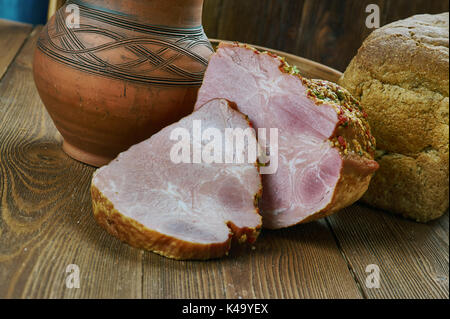 Selchfleisch - German , Austrian smoked pork. Rustic meat Stock Photo ...