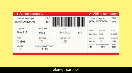 Airline boarding pass ticket with QR2 code.Vector illustration on white ...