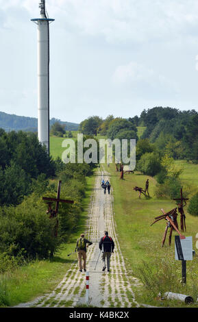 Geisa, Germany. 22nd Aug, 2017. A sign reading 'German history memorial ...