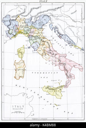 Antique map, circa 1875, of Italy (Augustus-Constantine Stock Photo - Alamy