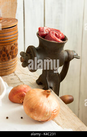 Raw minced meat cutlet for cooking over board Stock Photo - Alamy