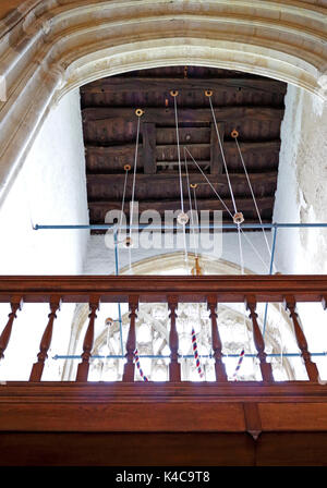 Bell ropes in English village church,Bell ringers rope in church,church ...